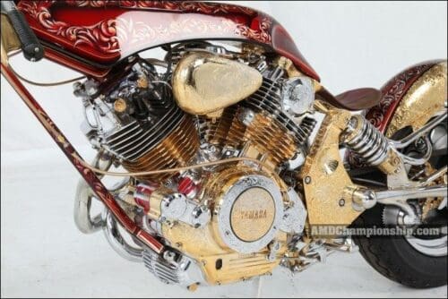 Gold Yamaha built by Garage Built Bikes of U.S.A.