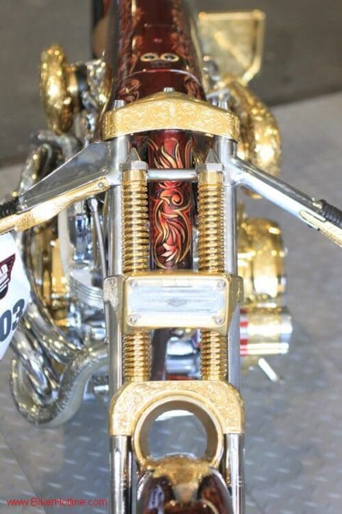 Gold Yamaha built by Garage Built Bikes of U.S.A.
