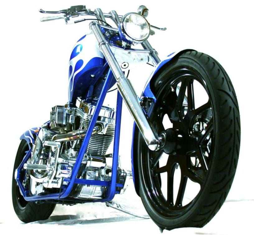 CFL#9 BLUE CFL built by Garage Built Bikes of U.S.A.