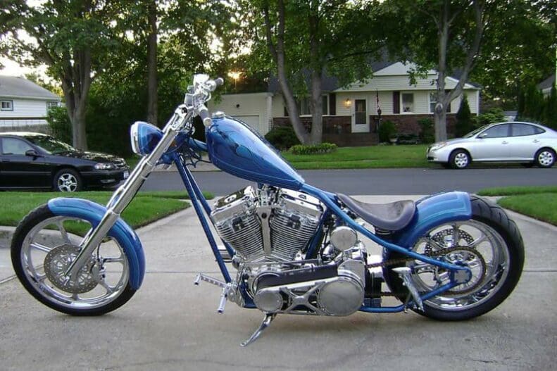 Blue Candy CFL built by West Coast Choppers - WCC of U.S.A.