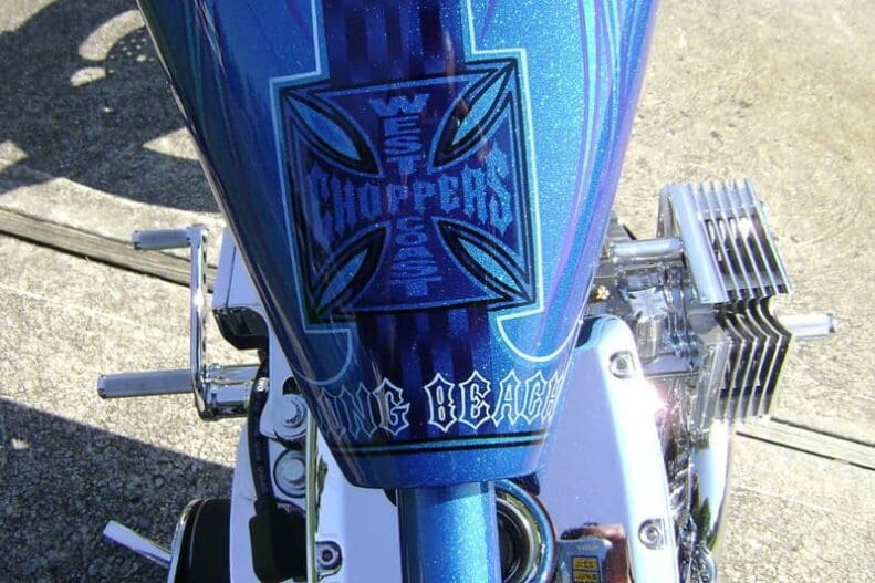 Blue Candy CFL built by West Coast Choppers - WCC of U.S.A.