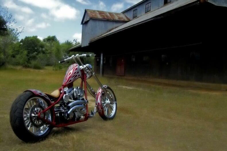 CFL 4up Red Silver Flames built by West Coast Choppers - WCC of U.S.A.