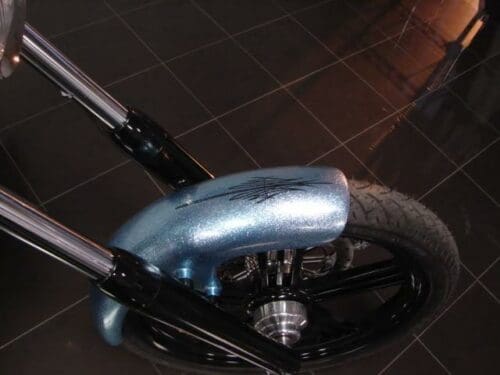 CFL blue candy built by Garage Built Bikes of U.S.A.