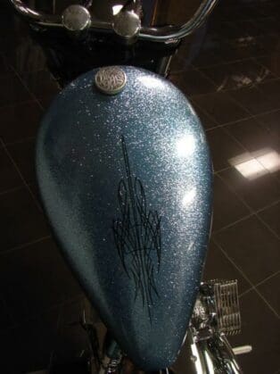 CFL blue candy built by Garage Built Bikes of U.S.A.