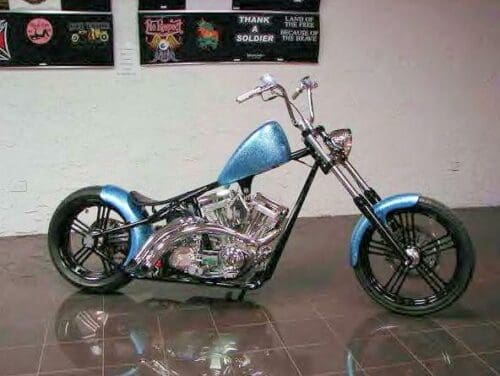 CFL blue candy built by Garage Built Bikes of U.S.A.