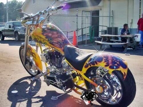 CFL yellow eurostyle built by Garage Built Bikes of U.S.A.