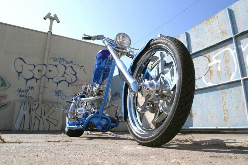 El Diablo Baby Blue Flames built by West Coast Choppers - WCC of U.S.A.