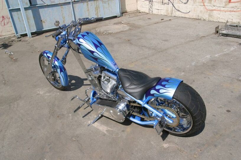 El Diablo Baby Blue Flames built by West Coast Choppers - WCC of U.S.A.
