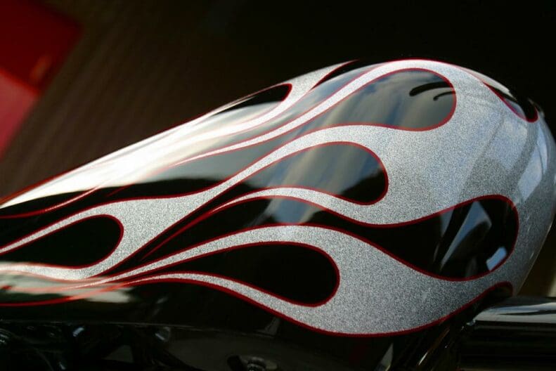 Dominator Black Red White Flames built by West Coast Choppers - WCC of ...