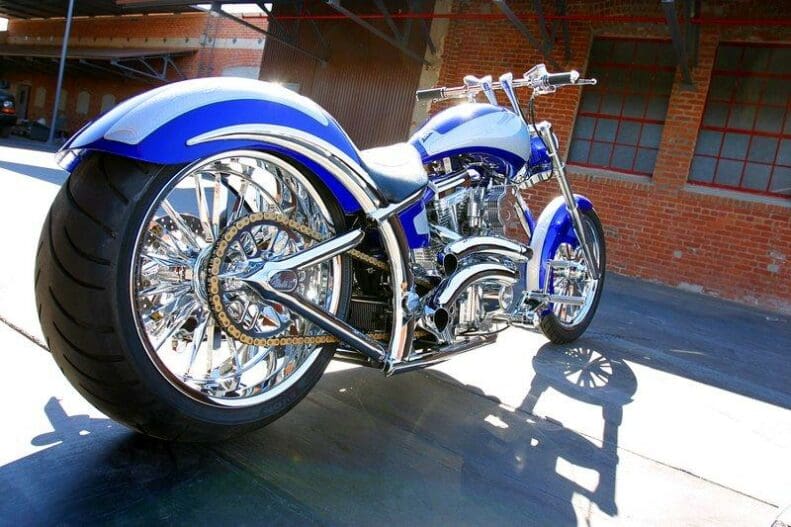 El Diablo II blue silver built by West Coast Choppers - WCC of U.S.A.