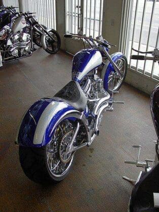 El Diablo II blue silver built by West Coast Choppers - WCC of U.S.A.