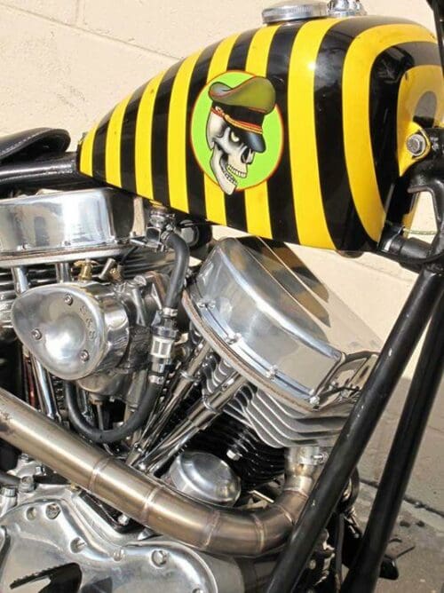 Black/Yellow Vanilla Gorilla built by Powerplant Choppers of U.S.A.