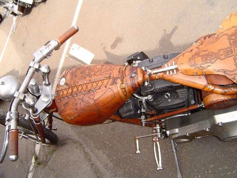 Motley Crue Leather Chopper built by Counts Kustoms of U.S.A.