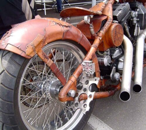 Motley Crue Leather Chopper built by Counts Kustoms of U.S.A.