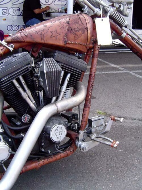 Motley Crue Leather Chopper built by Counts Kustoms of U.S.A.