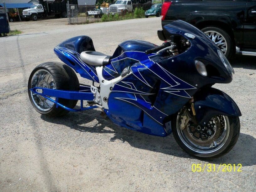 Blue Busa built by Precision Motorcycle of U.S.A.