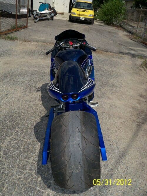 Blue Busa built by Precision Motorcycle of U.S.A.