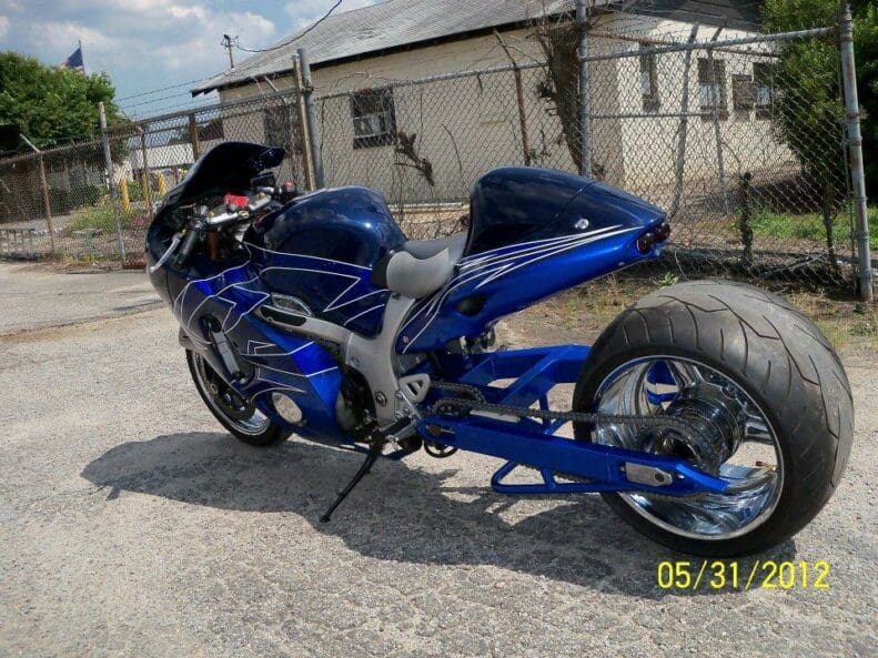 Blue Busa built by Precision Motorcycle of U.S.A.