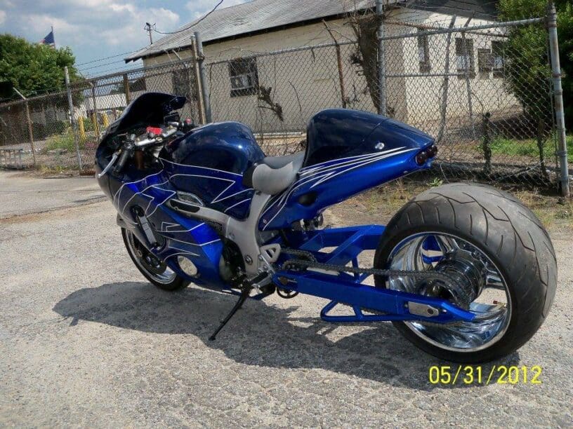 Blue Busa built by Precision Motorcycle of U.S.A.