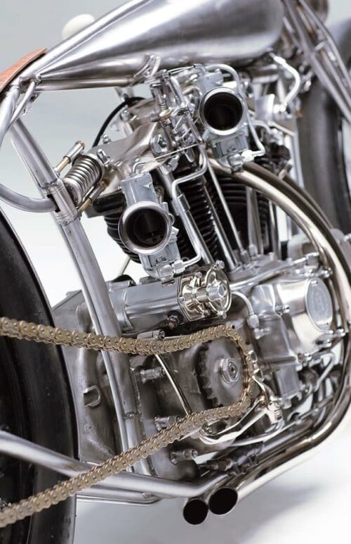 Nopaint Ironhead Boardtracker built by Hazan Motorworks of U.S.A.