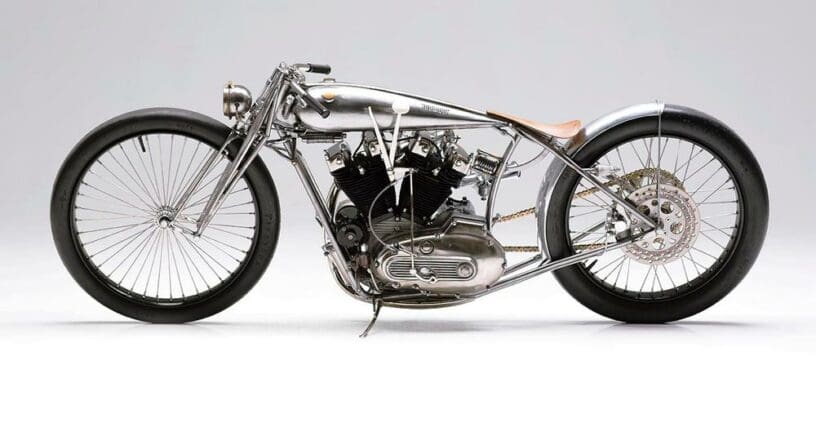 Nopaint Ironhead Boardtracker built by Hazan Motorworks of U.S.A.