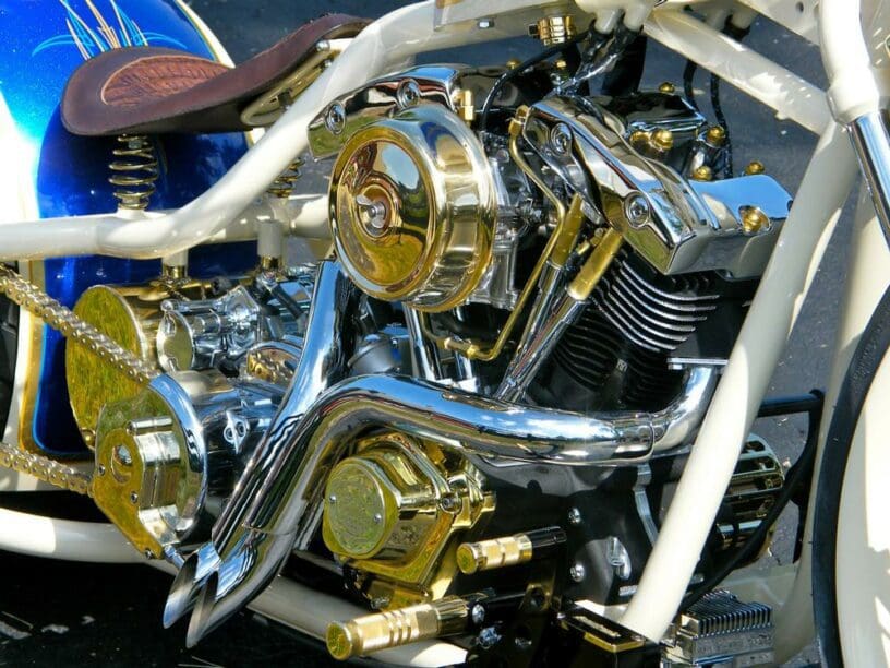 The Brass Chimp built by Rods & Rides Motorcycle Company of U.S.A