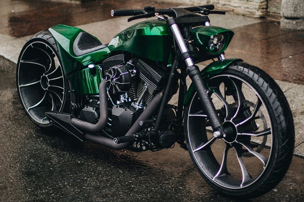 3D-Printed Wheels for Blacked Out, Beetle-Green Harley Davidson Vinci ...
