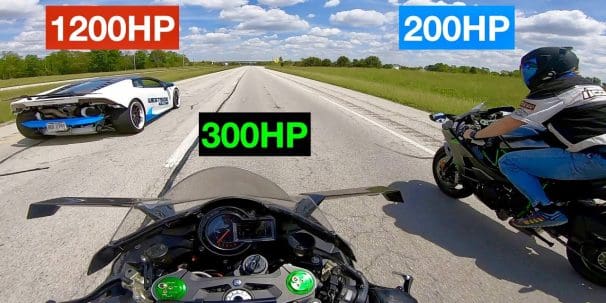 Watch A 300HP Kawasaki H2R Obliterate A 1200HP Twin Turbo Lambo In A ...