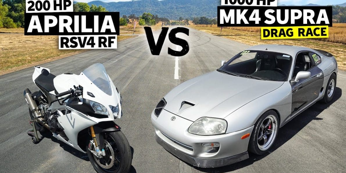 Aprilia RSV4 RF Takes On A 1000HP Toyota Supra Turbo In A Drag Race ...