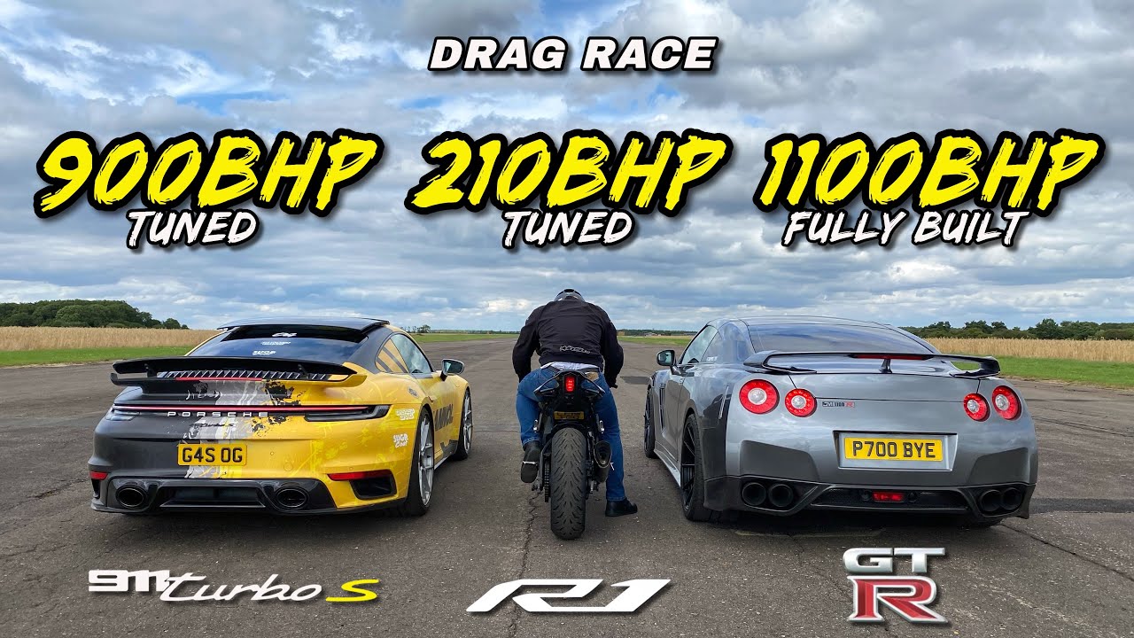 Yamaha R1 Battles A Porsche 911 Turbo S & Nissan GTR In A Drag Race ...