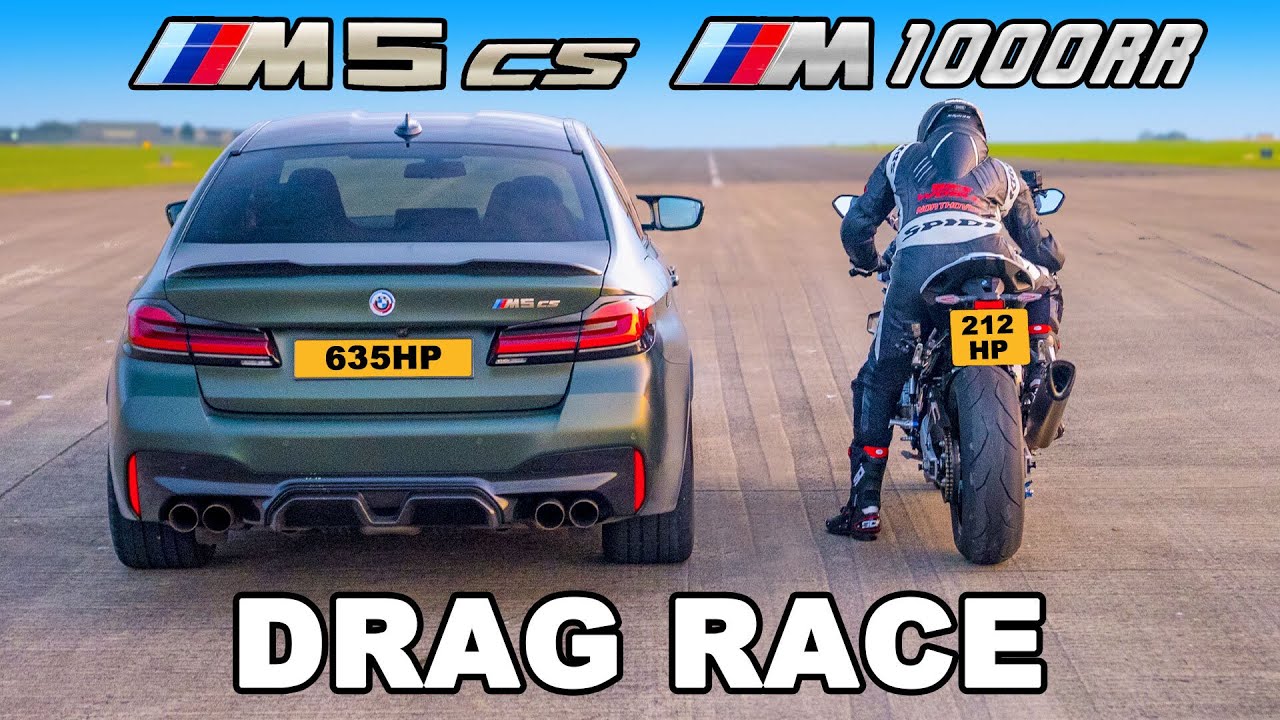 BMW M1000RR Drag Races A BMW M5 CS - webBikeWorld